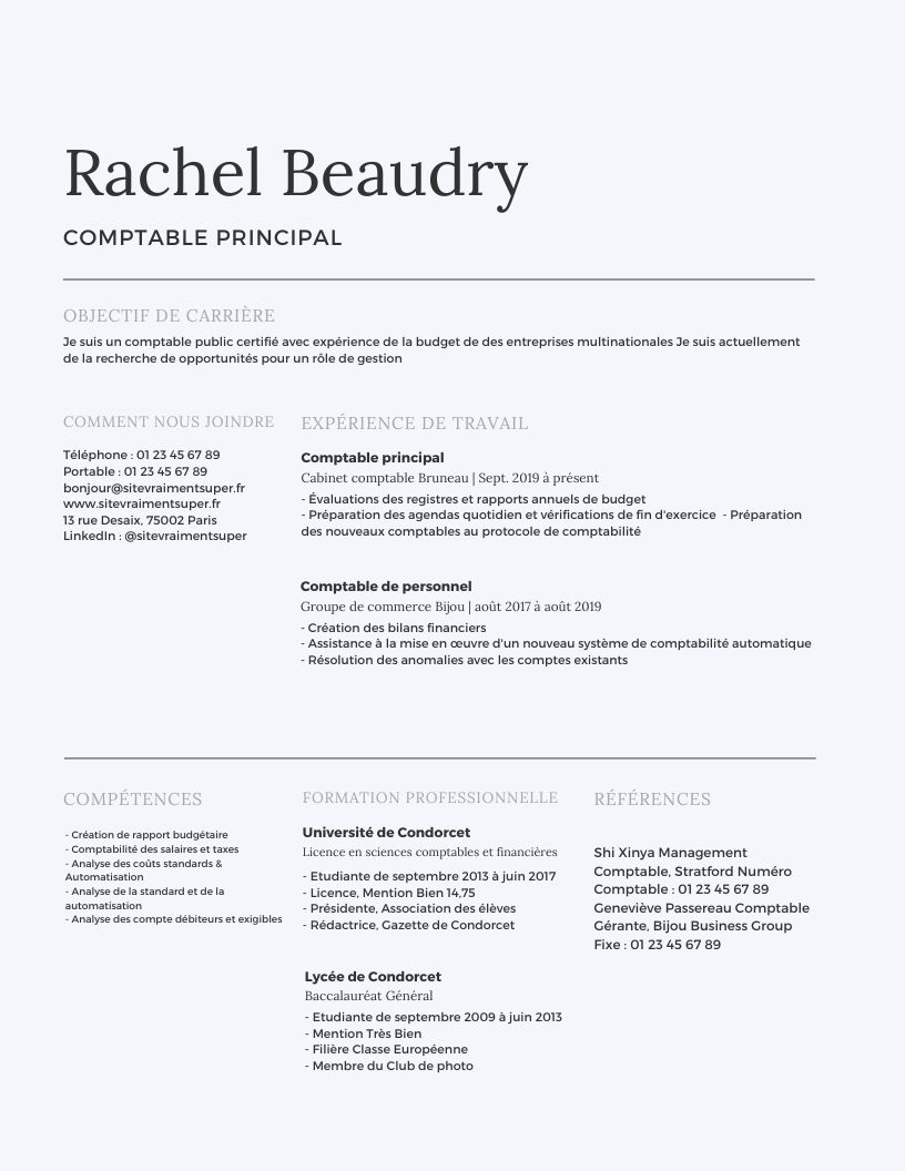 Exemple Cv Comptable Cv Express CV Responsable Comptable : Guide Et
